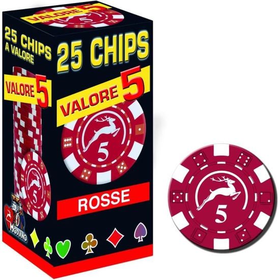 Lot De 25 Chips 14 G Rouge Valeur 5 Texas Hold'Em Poker Cartes Jeu[n577 ...