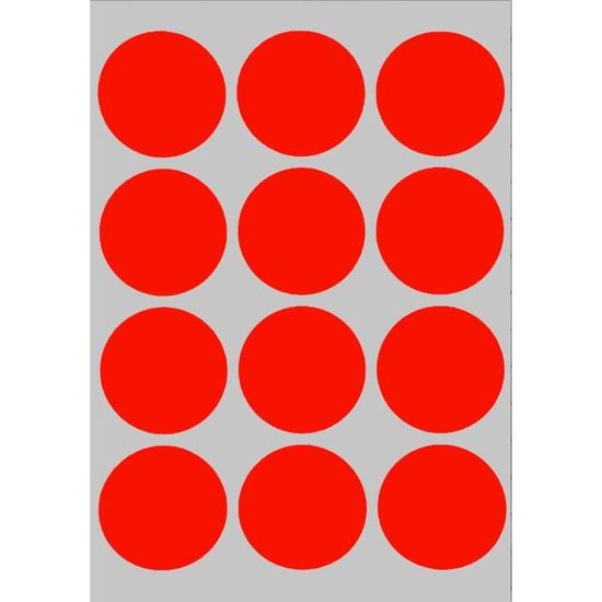 Royal Green Gommettes Étiquettes Autocollantes Rondes Rouge Fluorescent ...