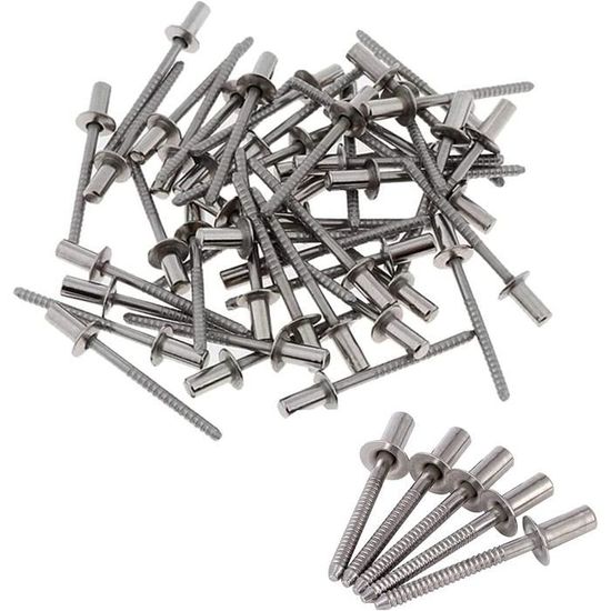 50 Pièces Rivets 4,8 × 8mm Rivets Aveugles à Tête Ronde Kit d ...