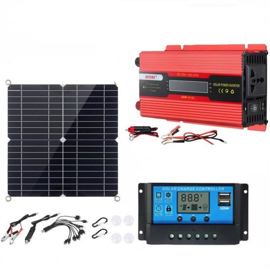Kit de Panneau Solaire 200W 12V+Contrôleur de Charge Solaire 100A+Onduleur Solaire 6000W pour ...