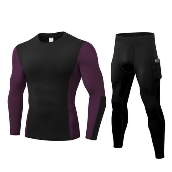 Ensemble de lingerie,ensembles de Compression pour hommes,sous-vêtements thermiques à séchage ...