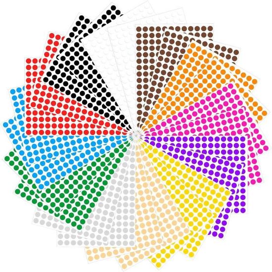 Gommettes Autocollantes Rondes 10Mm Couleur Codage Étiquettes Pastille ...