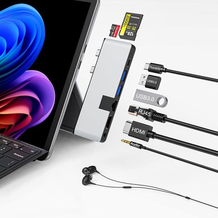Surface Pro 12 2025 Hub Usb C, Surface Pro 12 Docking Station Avec Hdmi ...