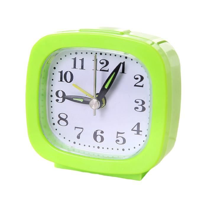 Mini horloge d'alarme à piles pour enfant, jolie, carrée, Portable ...