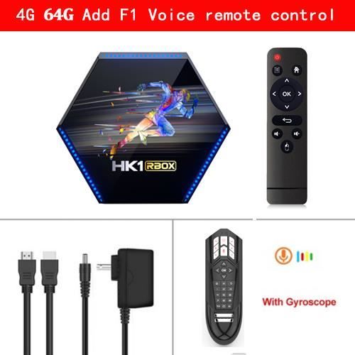 Ue Plug - 4G 64G F1 RC - Boîtier Smart Tv Hk1 Rbox R2 Ddr4, Android 11, 4 Go Ram,Rk3566 ...