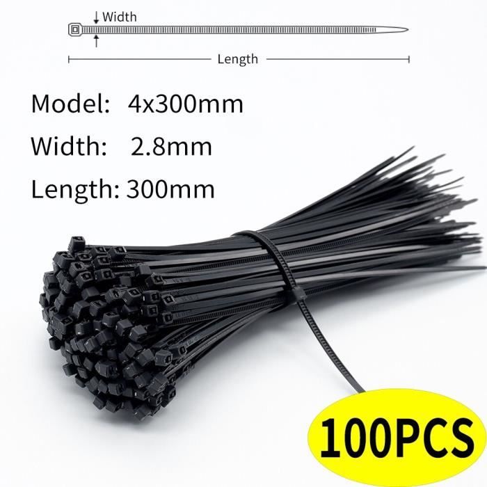 Attaches de câble - A80 - Nylon - 4x300mm - Noir - Lot de 100 pièces - Cdiscount Bricolage