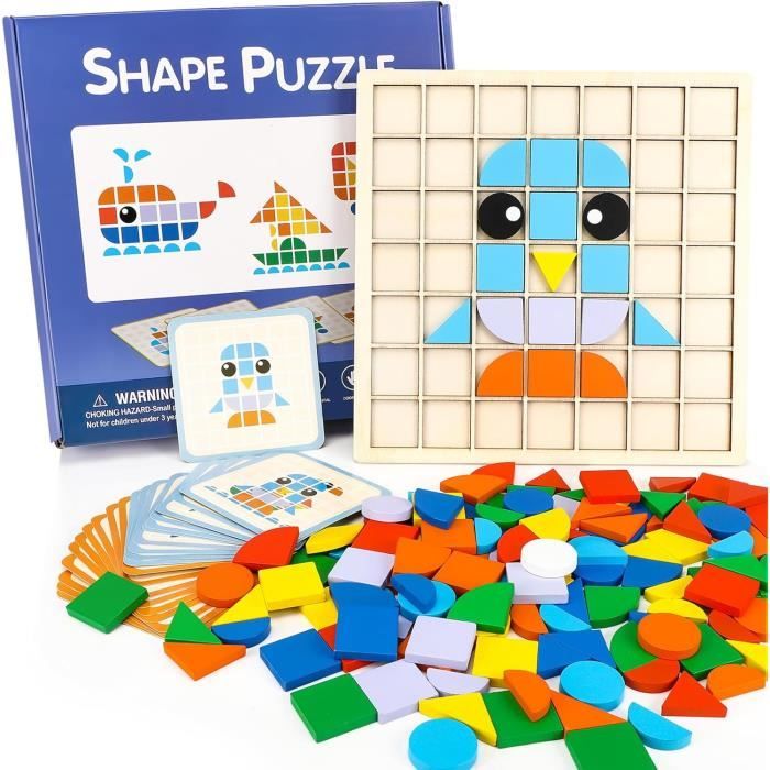 Puzzle en Bois Tangram - Montessori - 137 Formes - 20 Cartes ...