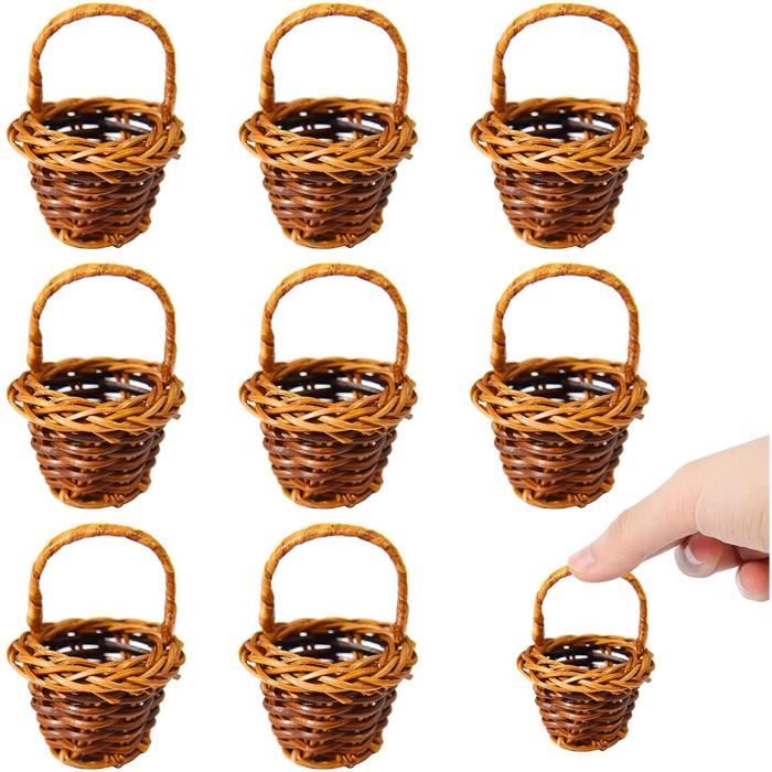 8 Pcs Mini Panier Rotin Corbeille Fleurs Tressée Petit Panier Osier ...