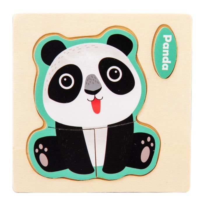 17-pandas - Puzzle 3d En Bois Pour Enfants, Dessin Animé, Modèle ...