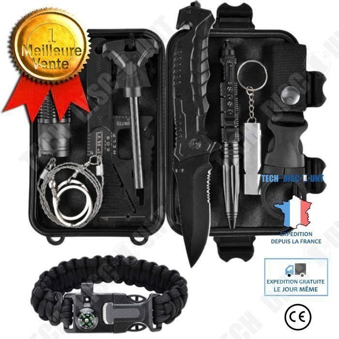 TD Kit 11 en 1 quipement de Survie en Plein air Outil de Survie Torche Lampe de Poche sifflet de ...