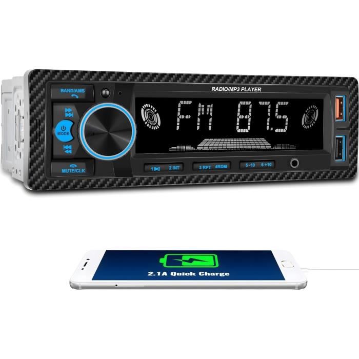 Autoradio Bluetooth,1 Din Radio Avec Deux Usb Port Sd-Aux, Double Connexion Bluetooth Lecteur ...