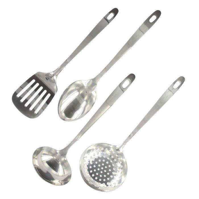 Ensemble de 4 ustensiles de cuisine en inox louche spatule ajourée ...