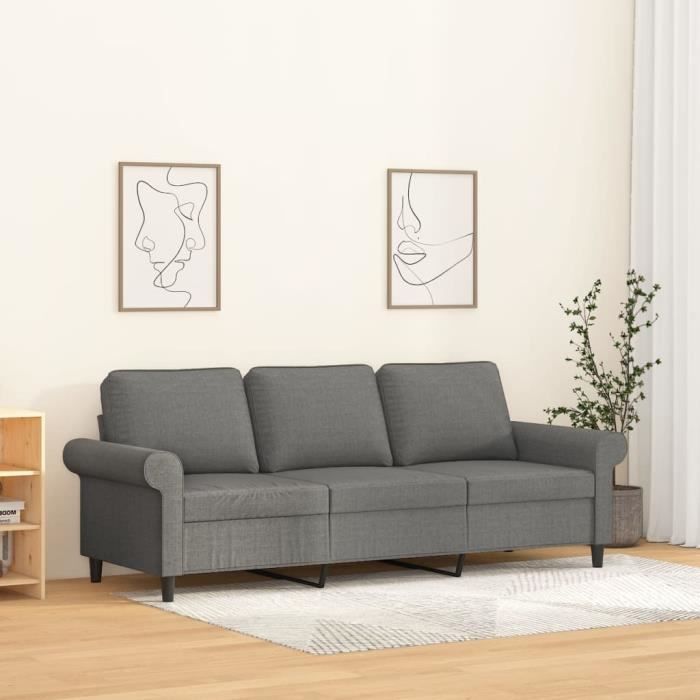 FAMIROSA Canapé à 3 Places Gris Foncé 180 cm Tissu-202 - Cdiscount Maison