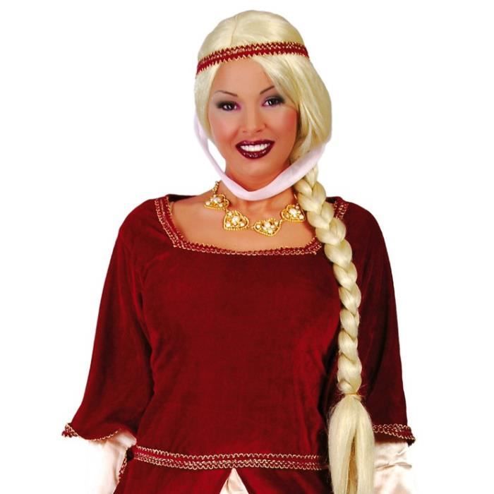Perruque tressée blonde synthétique pour femmes - Fiestas Guirca ...