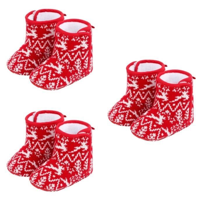 3 paires bottes de coton de Noël Bottes de fond en bas âge chaussures ...