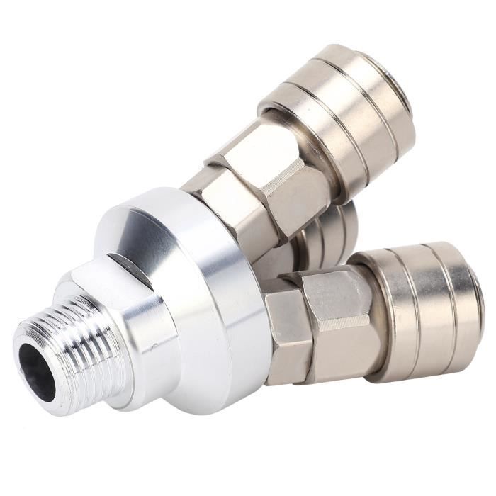 Garosa Raccord pneumatique Connecteur rapide 3 voies écrou mâle chromé ...