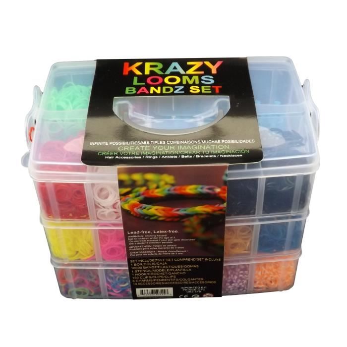 Malette boîte coffret 10000 élastiques KRAZY LOOM malette 3 étage ...