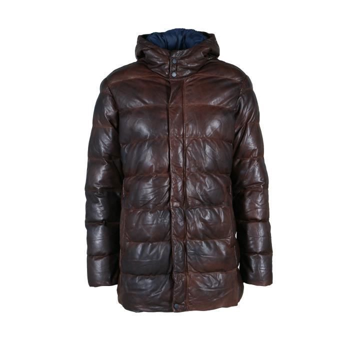 Doudoune longue en cuir Freaky Nation Outstanding - dark oak - 2XL Dark ...