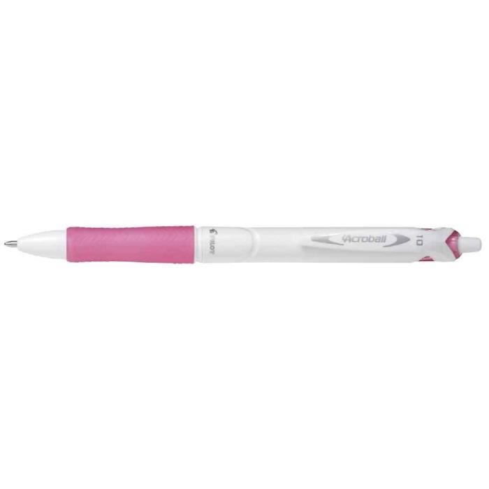 Stylo bille rétractable - PILOT - ACROBALL PURE WHITE - Encre gel rose ...