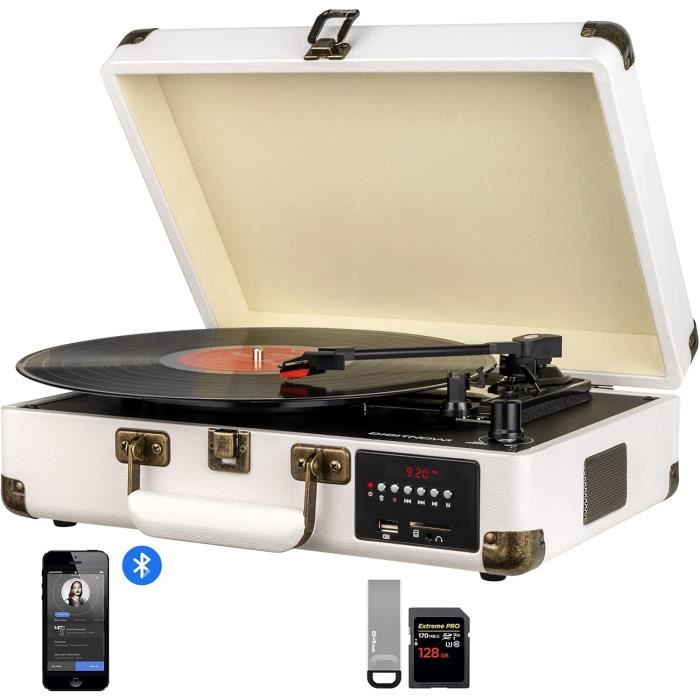 DIGITNOW! Bluetooth Platine Vinyle,Retro LP Platine 3 Vitesse avec Haut ...