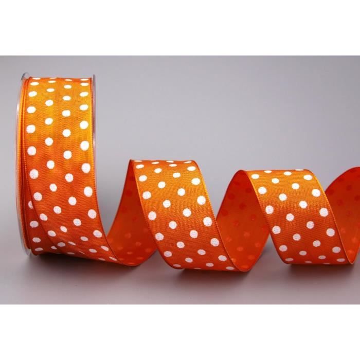 Ruban Décoratif À Pois Orange-Blanc - 20 M X 40 Mm - Rouleau De Ruban ...