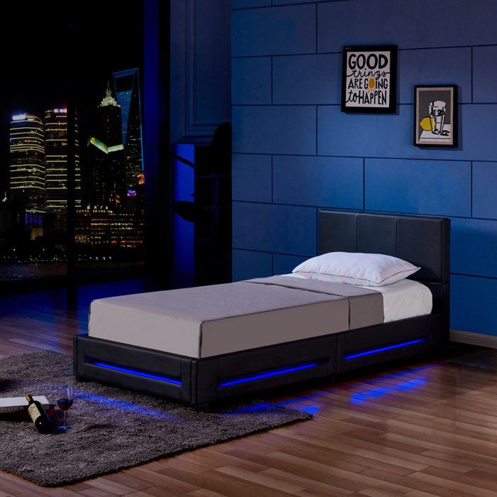 Lit LED HOME DELUXE ASTEROID avec matelas - 90 x 200 cm, noir ...