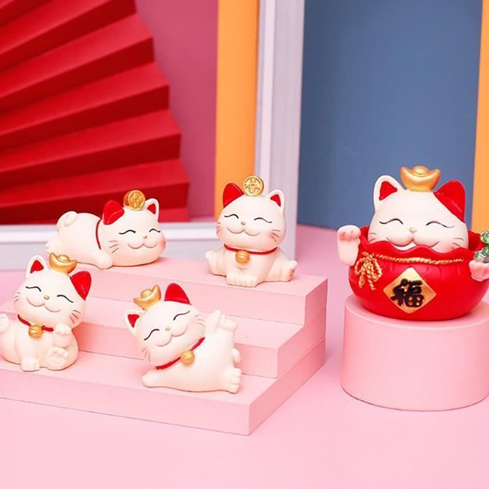 ZJCHAO Ornement de chat chanceux Statue de chat porte-bonheur en résine ...