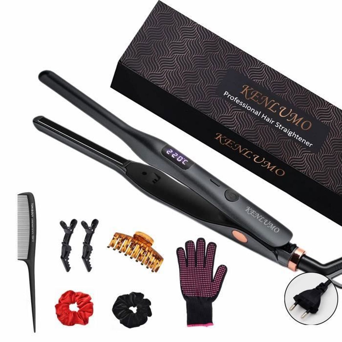 KENLUMO Fer à Lisser de Voyage Lisseur cheveux fer à boucler 2 en 1 ...