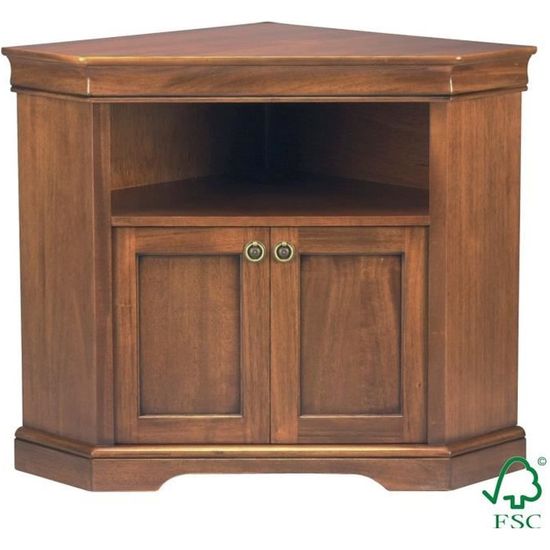Ledonis - Meuble TV d'Angle 2 Portes Marron - Cdiscount Maison