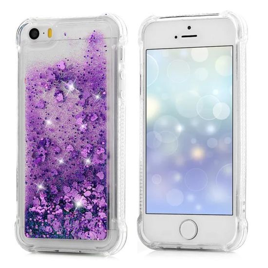 Coque iPhone 5 - 5S - SE Paillete Silicone Transparente Souple Antichoc ...
