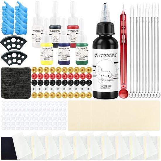 Hand Poke and Stick Tatouage Kit TATOOINE 4 Couleurs Encre 10 Aiguilles Bricolage Fournitures de ...