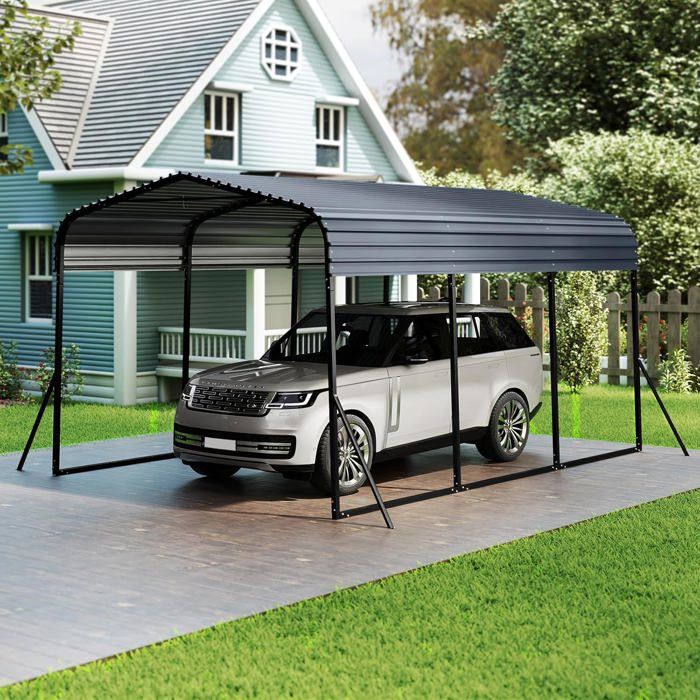 GOPLUS Grand Carport, Abri de Voiture en Métal, 440 x 300 x 250 cm ...