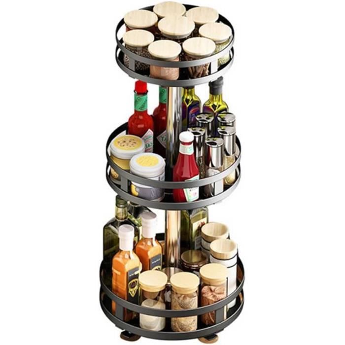 Support Porte-Épices Cuisine En Métal Avec 3 Étagères À Panier Pivotant ...