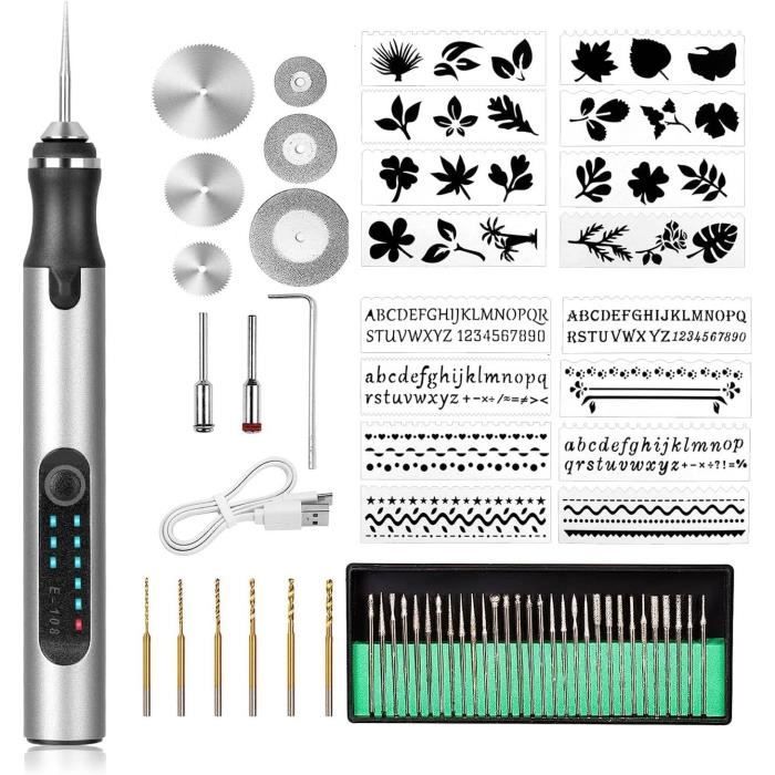 Kit D'Outils De Gravure Électrique, Stylo De Gravure Rechargeable Sans ...