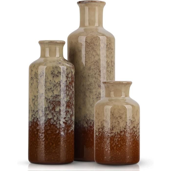 Lot de 3 vases en céramique Bicolores, Petit Vase en céramique ...