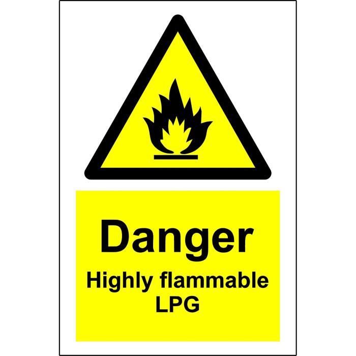 Panneau de sécurité « Danger highly Inflammable LPG » – Autocollant 200 ...