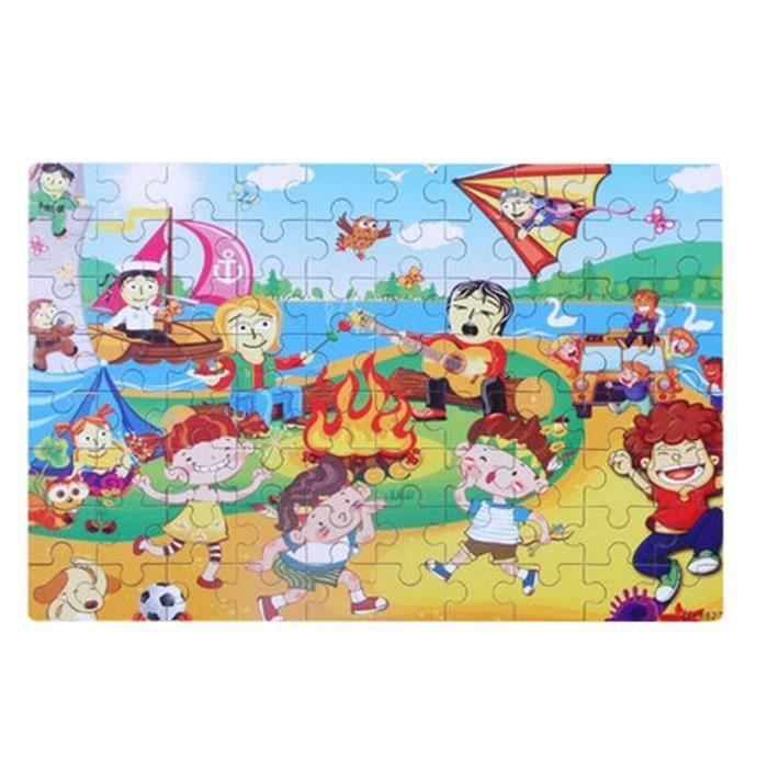 Box 80PCS Tin Jigsaw Puzzle en bois Cartoon Kids Puzzle Intelligence ...