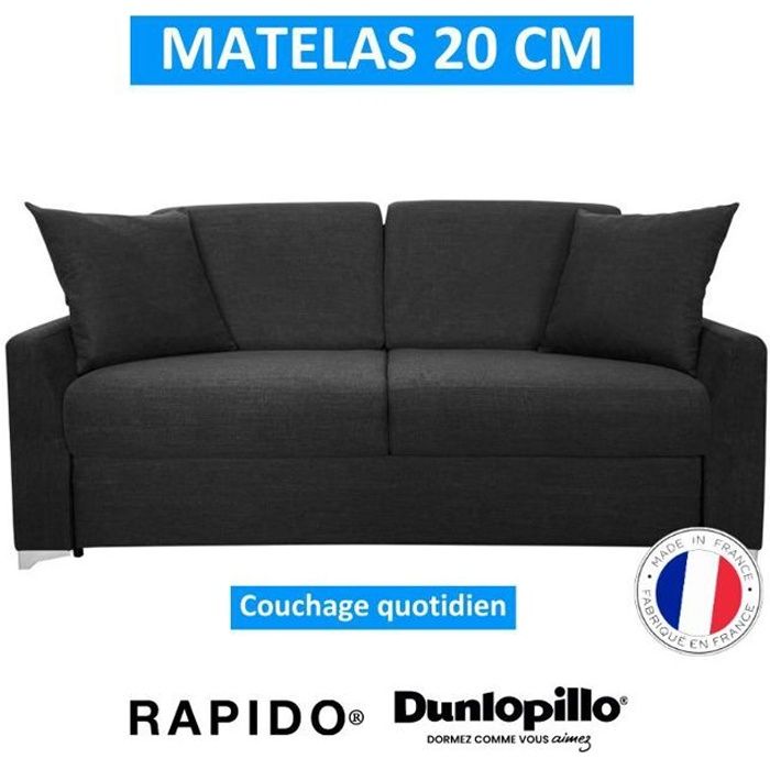 Canapé convertible RAPIDO 3 places DIVA - Modèle MODESTO - Gris charbon ...