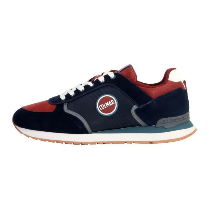 Baskets Homme - COLMAR - Marine Burg Bleu Petrole - Cuir - Lacets plats ...