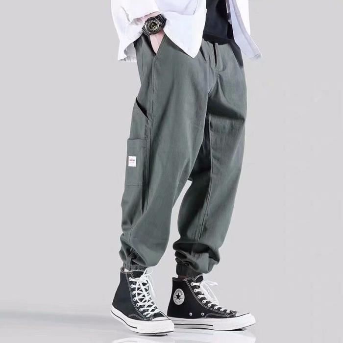 Pantalon de jogging Cargo noir pour hommes avec rubans - Multisport - Harajuku Hip Hop ...