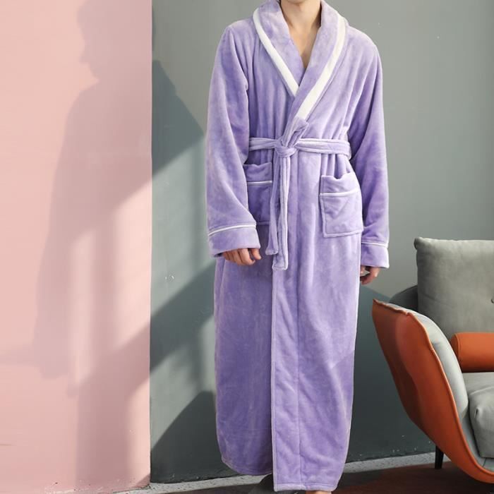 Robe de Chambre pour Hommes,PROCHOSEN épais en Flanelle Peignoirs de Nuit Longue Peignoir de ...