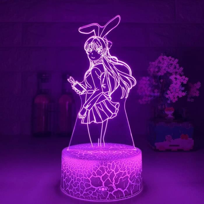 Anime Lamp Lampe 3D Bunny Girl Senpai Mai Sakurajima Kawaii Illusion ...