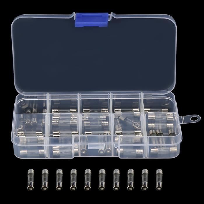 Fusible en verre Lot de 50 fusibles en verre à soufflage rapide 10 valeurs Fusibles en verre à ...