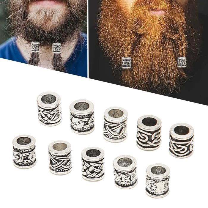 SURENHAP Perles de barbe viking 10 pièces Viking Barbe Perles Alliage ...
