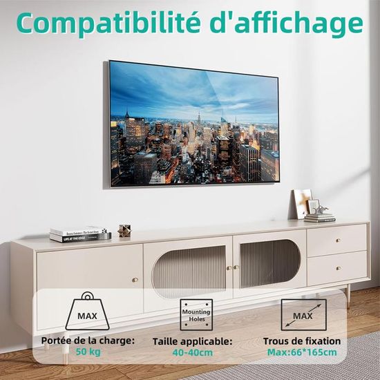 Support TV Moderne Support TV Métal Avec LED Et Prises - 160x60 Cm, 3 ...