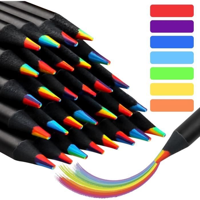 Lot De 30 Crayons De Couleur Arc-En-Ciel 7 En 1 Pour Enfants, Crayons ...