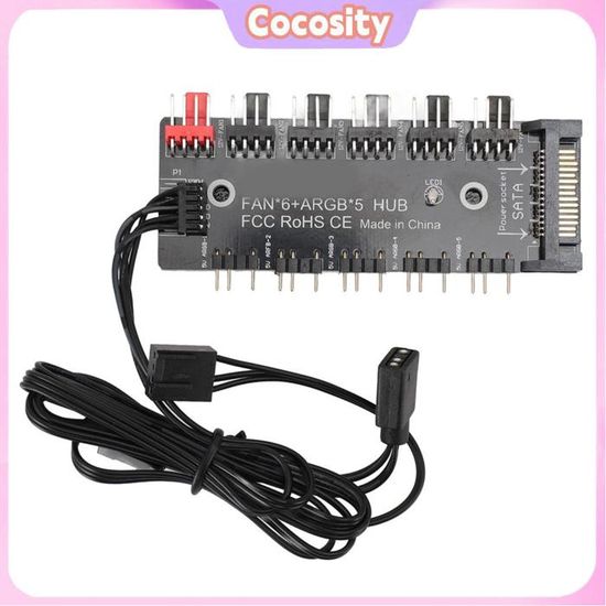 Hub Argb et PWM, 5 x 5V 3pin PORTS ARGB ET 6 X 12V 4pin PWM PORTS, 15pin SATA Alimentation CPU ...