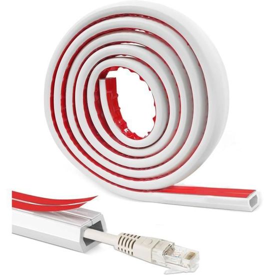3M Goulotte Passe Cable Auto-adhésif,Cache Cable TV Mural,Goulotte ...