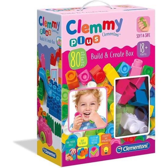 Clementoni Plus Boite de 80 Briques Clemmy, 17258, Multicolore ...