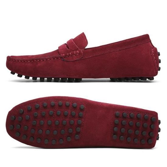 Mocassin Cuir Chaussure Homme - Rouge Rouge - Cdiscount Chaussures